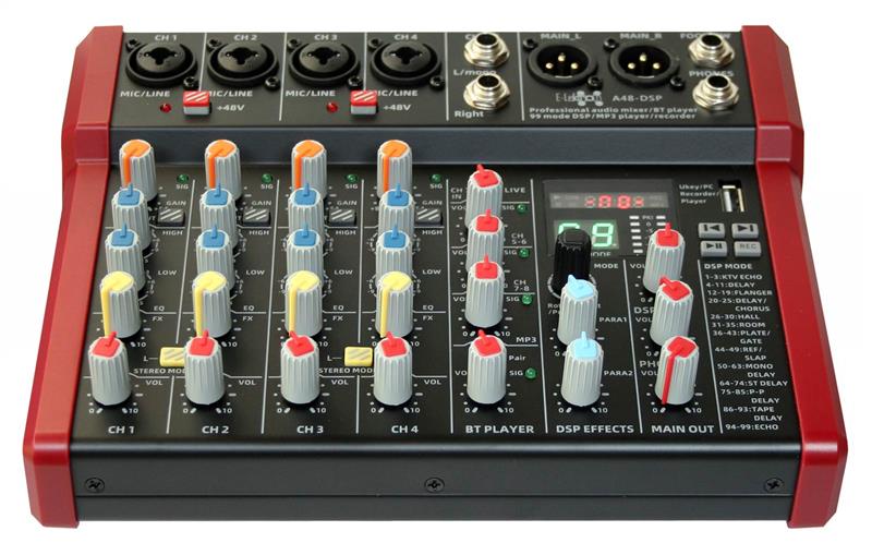E-lektron A48 DSP FX Studio Audio Mixer 8-Channel with Bluetooth USB P ...