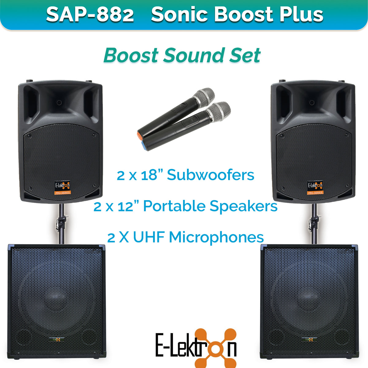 E-Lektron Sonic Boost Plus SAP 882 Bluetooth Vocal Bass Sound PA Syste ...
