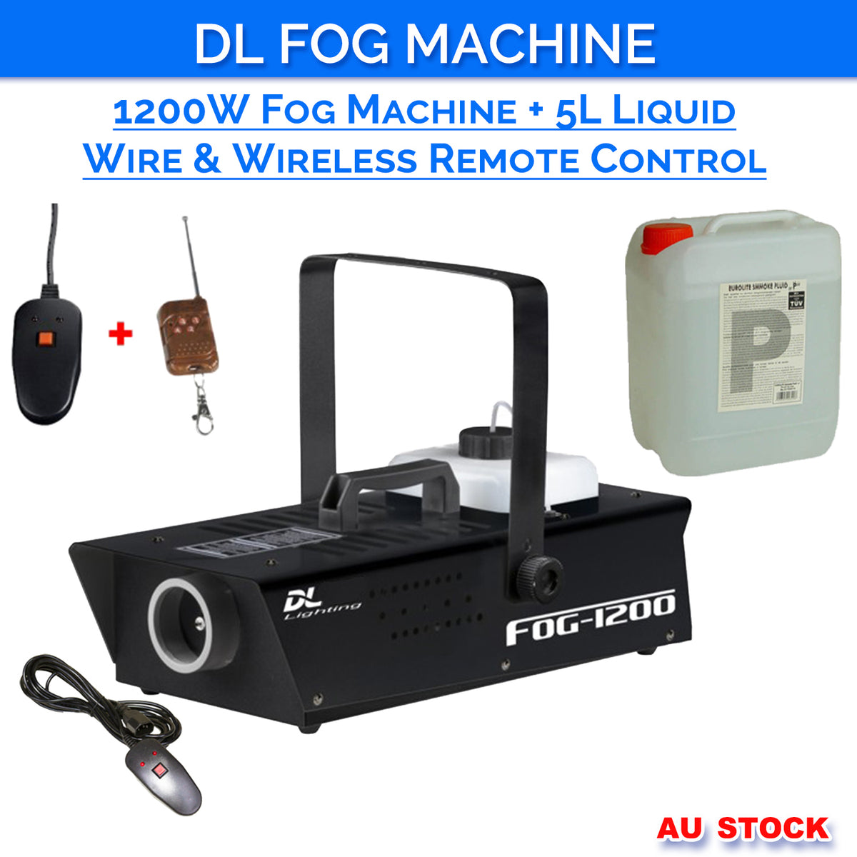 DL 1200w Fog Smoke Machine with Wired and Wireless Remote Control plus ...