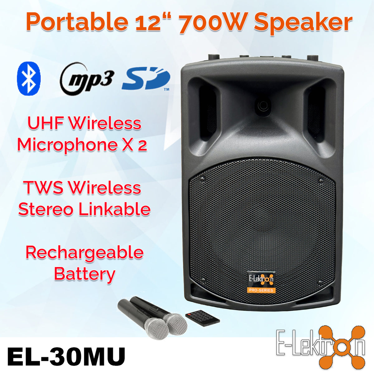 E-Lektron EL30-M 700W 12" inch Bluetooth | ACLINKER